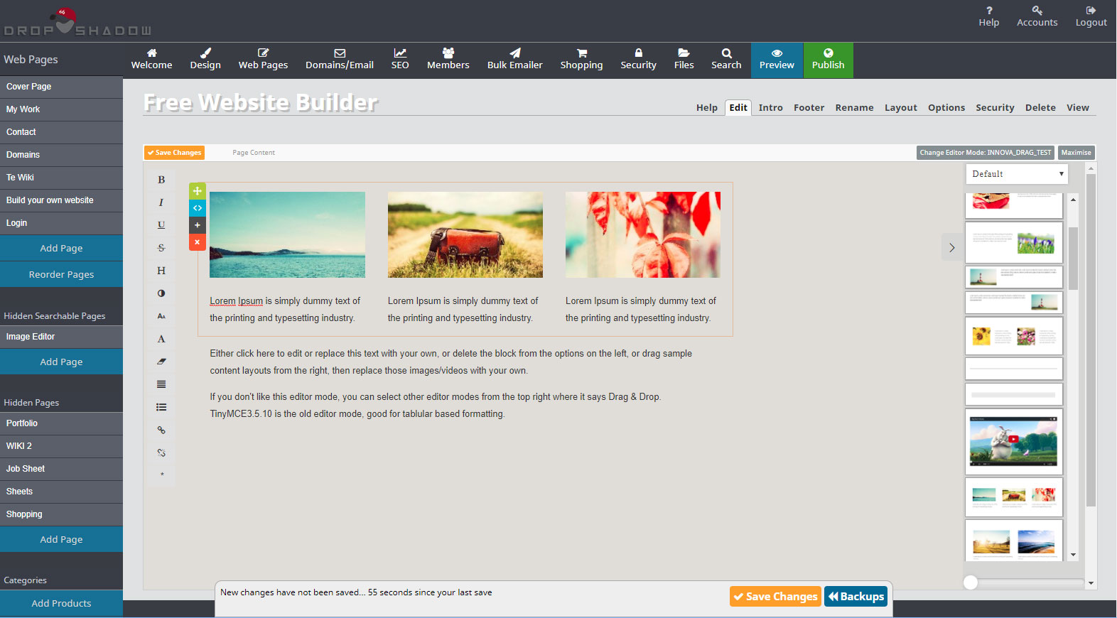 Drop Shadow Free Website Builder